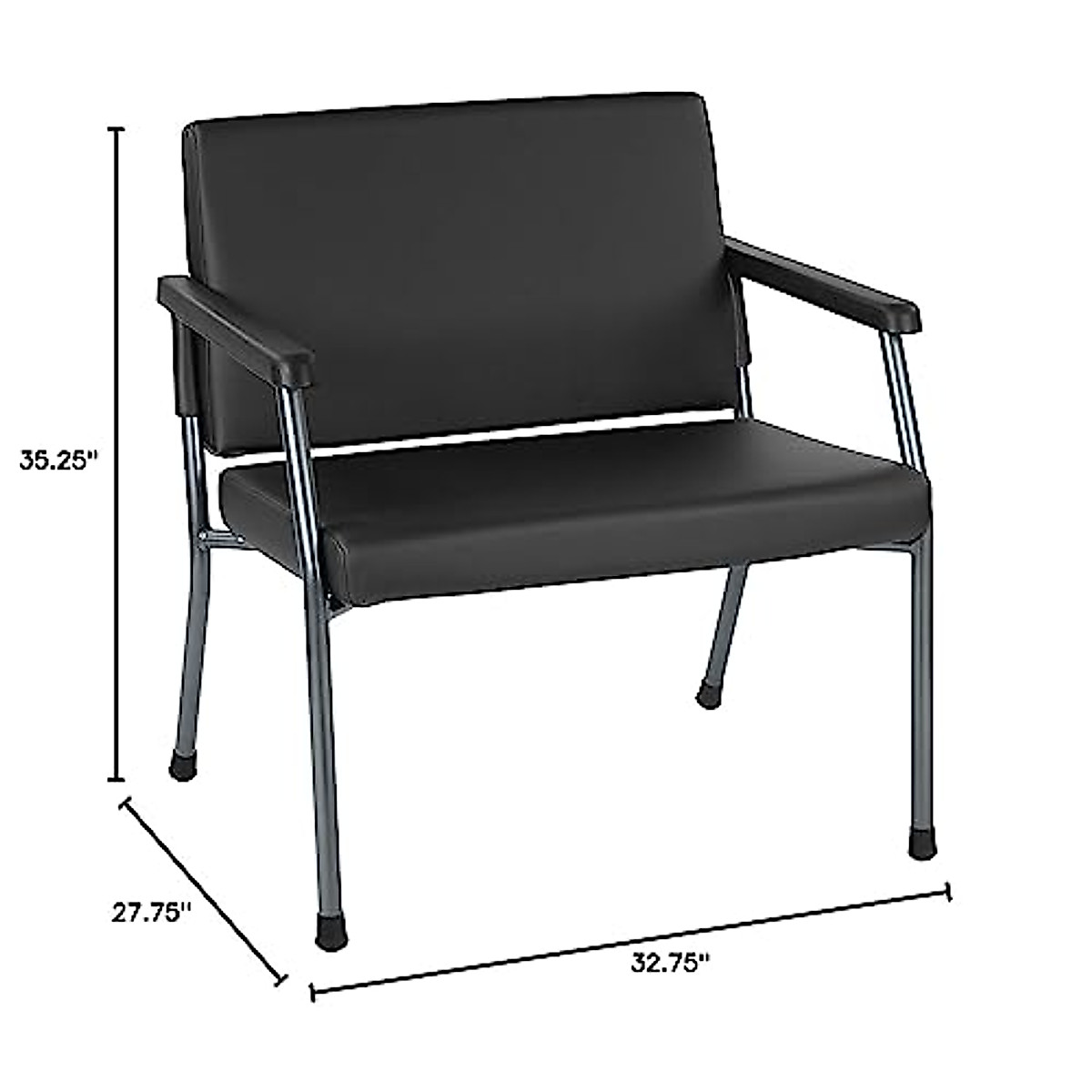 Office Star Bariatric Big and Tall Medical Office Chair with Oversized 29 Inch Wide Seat and Sturdy Metal Frame with Back Reinforcement, 500 Pound Limit, Dillon Black Faux Leather Fabric