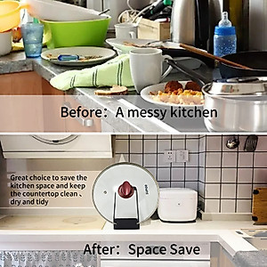 Haosuny Pan Lid Holder - Lid Storage Manager, Kitchen Counter Top Organizer, Kitchen Appliances,Tablet Computer Rack, Cooking Book Shelf (Black)