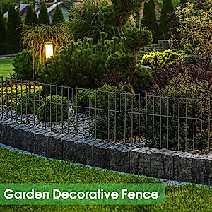 10 Pack Animal Barrier Fence, Total 16.7 Inch(H) X 10.8 Ft(L) Decorative Garden Fence, Rustproof Metal Barrier Bottom Fence, Dog Rabbits Ground Stakes Defence Border Fence for Garden, Yard, T Shaped.
