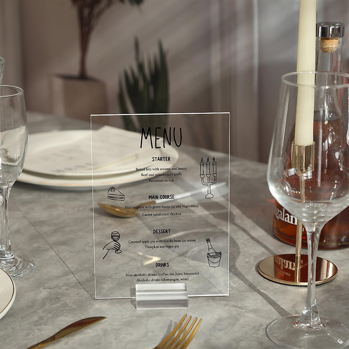 UNIQOOO 20 Pack Clear Blank Acrylic Sign - 5x7 Inch Table Number Signs, Wedding Signs, Card and Gift Sign, Wedding Party & Dinner Signs, Hand Lettering Quotes, Gift Ideas - Stand Holder NOT Included