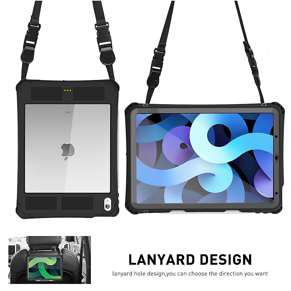 AICase iPad Air 4th Gen/5th Gen, 2020/2022, 10.9 inch,IP68 Waterproof, Dustproof, Shockproof Case Cover with 360 Full-Body Protection, Lanyard and Kickstand