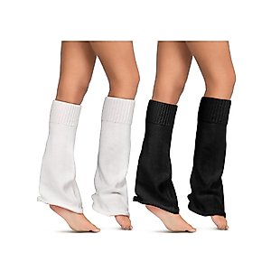 Newcotte 2 Pairs Japanese Style Leg Warmers for Women 80s Kawaii Knit Boot Socks Harajuku Leg Covers Goth Leg Socks(Simple Style)