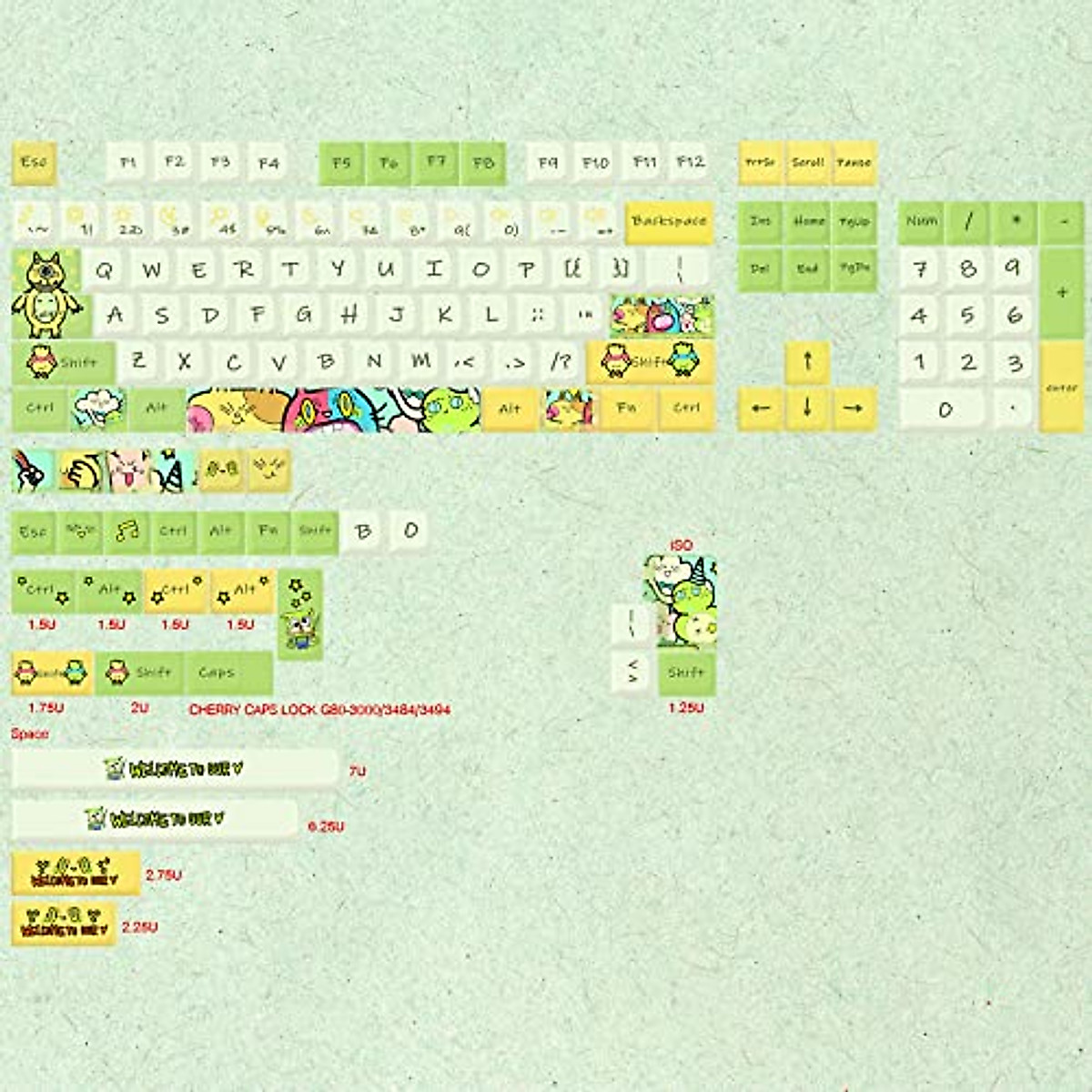JSJT Custom Keycaps 135 Keys Cartoon Anime Keycaps XDA Profile Magical Elves Themed Keycaps PBT Dye Sublimation Keycaps Suitable for ANSI/ISO Layout Cherry MX Switch Mechanical Keyboards