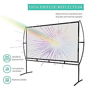 Projector Screen, Outdoor Projector Screen 150 Inch 16:9 4K HD Foldable Projector Screen with Stand for Outdoor Movie Screen Home Theater Indoor Projector Screen and Gifts Idea