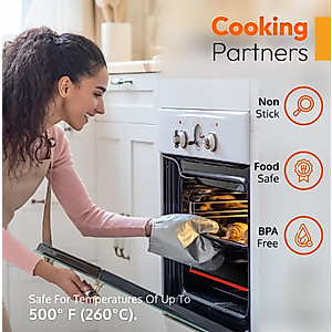 Oven Liners for Bottom of Oven (2-Pack) Bundled with Oven Rack Shields (2-Pack) - Large Oven Mat for Bottom of Oven (17"x 25") and 14" Silicone Oven Rack Protector - Reusable & Heat Resistant