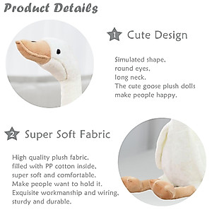 AUCOOMA Goose Plush Stuffed Animal White Cute Swan Toy Doll Gifts for Girls Boys, 15.7"