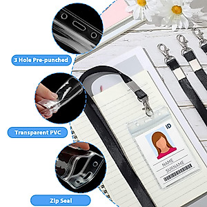 ID Badge Holder with Lanyard, 10 Sets Clear Name Badge Holder 4.5x2.6 Inches, Name Tag Holder with Waterproof Resealable Zip for Business School (Vertical)