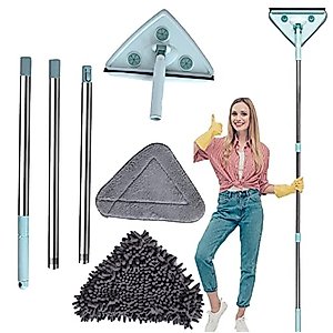 Multi-purpose 360° Rotatable Adjustable Cleaning Mop, Long Handle 25 Cm Microfiber Dust-Mop for Wall, Tile, Laminate and Baseboard Cleaner, Home Accessories Gifts for Mom