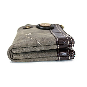 CHALA GEMINI Crossbody Faux Leather Gift Messenger Bag with Double Zip Wallet (Dark Grey Handbag Only + Wallet Set)