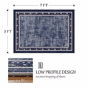 PADOOR Area Rug for Living Room Bedroom - 5x7 Feet Neutral Rug with Non-Slip Latex Backing Non Shedding Loop Pile for Dining Room Office Home Decor Navy Blue