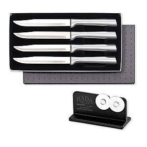 RADA 4-Piece Utility Knife Set Stainless Steel Steak Knives with Knife Sharpener