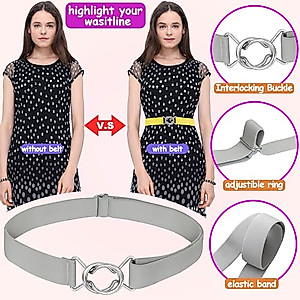 Falari Womens Stretch Belt Adjustable Web Belt Metal Buckle All Occasion Dress Belt - White