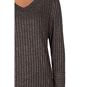 WIHOLL Tunic Sweaters for Women Long Sleeve V Neck Lightweight Shirt Khaki M
