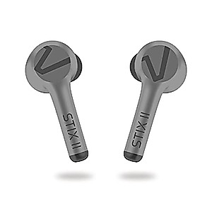 Veho STIX ll True Wireless Earphones| Bluetooth v.5.1 Headphones | Up to 5 Hour Battery Life | Charging Case Included | ENC Quad Microphone Handsfree | Designed in The UK | Grey | VEP-212-STIX2-G