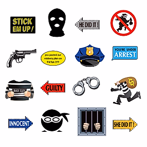 Policeman and Thieves Robbers Themed Photo Booth Props Fun Cops Police Officer Party Supplies Police Birthday Party Pretend Play Party Game for Kids Role Play Graduation Baby Shower Favors