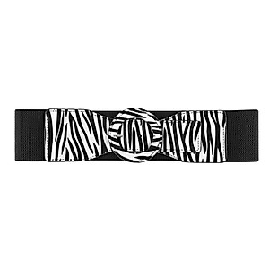 CHIC DIARY Elastic Waist Belt for Women Zebra Print Wide Cinch Belt Stretchy Waistband