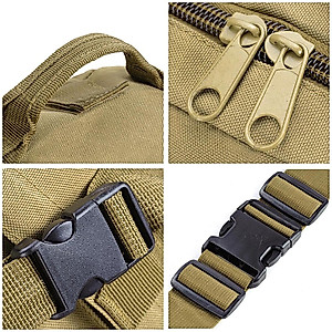 HHE 55L Military Tactical Bag for Camping Hiking Trekking Hunting Bug Out Bag Outdoor Backpack (Khaki),Large