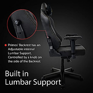 Arozzi Primo Premium PU Leather Gaming Chair Office Chair with Recliner Swivel Tilt Rocker Adjustable Height 4D Armrests Neck Pillow and Built-in Lumbar Adjustment - Black with Gold Accents