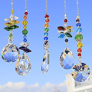 Rainbow Crystal Suncatcher Window Hanging, Rainbow Decor for Window Home Garden Car, Pack of 5