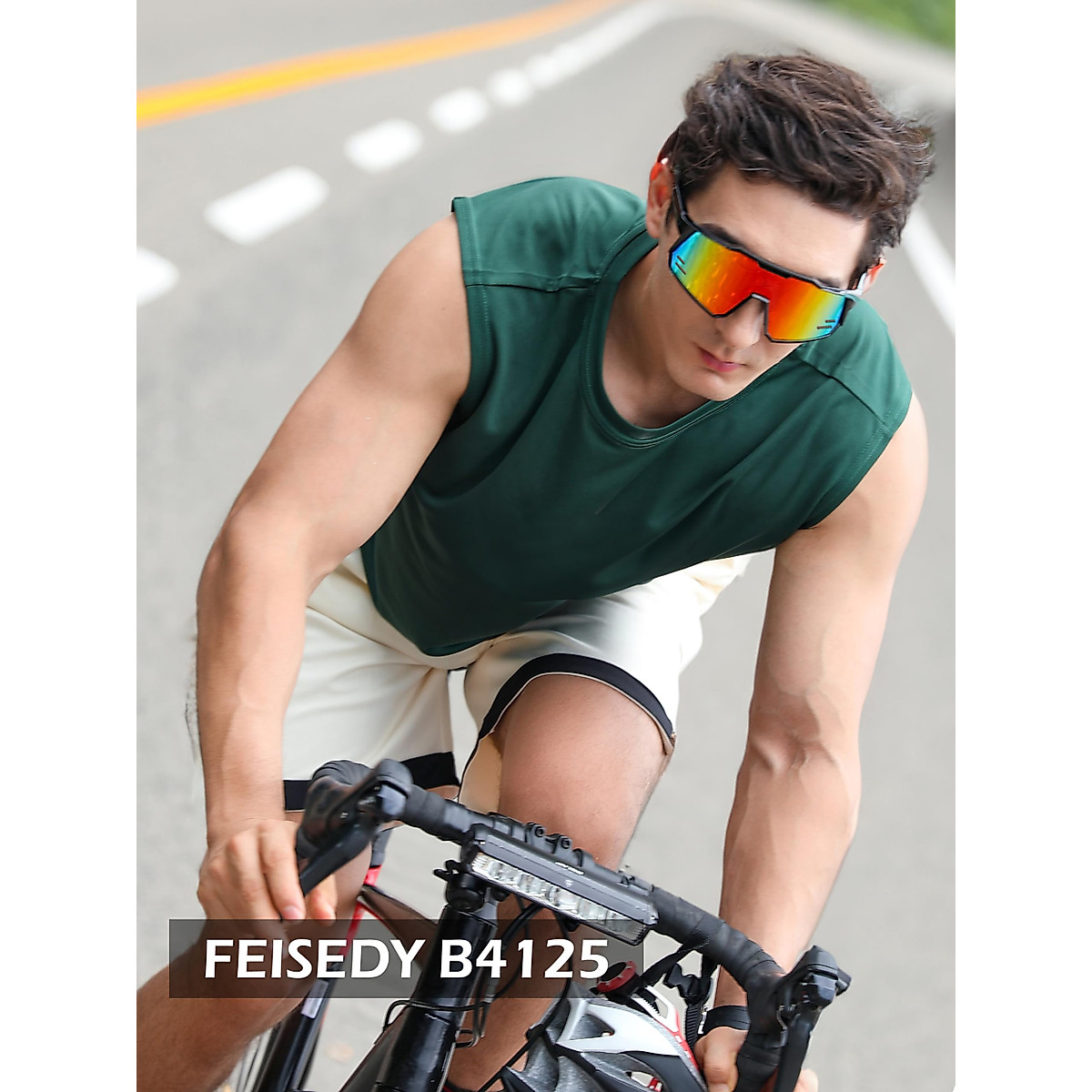 FEISEDY Sports Sunglasses Wraparound 80s Visor Men Women Outdoor Shield Baseball Sunglasses B4125