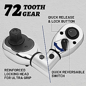 UYECOVE 1/2-Inch Drive Click Torque Wrench, Dual-Direction Click Professional, 10-160FT-LB/13.6-217Nm, Dual Range Scales Graduated in FT.LB and N.M