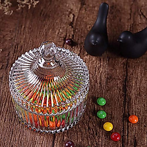 ComSaf Glass Covered Candy Jar Candy Dish (Diameter 5.5 Inch), Candy Bowl with Lid, Gift for Christmas, Birthday, Wedding Anniversary, Valentine's day, Mother's day, Housewarming