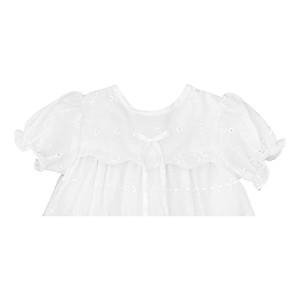 Petit Ami Baby Girls' Hand-Embroidered Eyelet Christening Gown, 9 Months, White