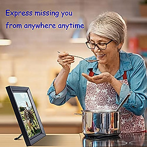 AOCWEI Digital Picture Frame WiFi 10.1 Inch Wood Electronic Photo Frame with 16GB Storage, Motion Sensor, HD IPS Touch Screen, Share Photos or Videos via Free APP/Email, USB Drive & TF Card (Black)