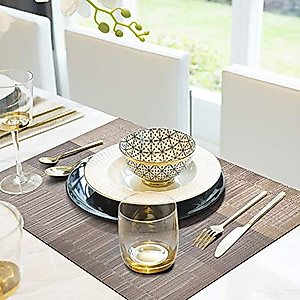 Aofmee Placemats, Placemats Set of 6, Heat Resistant Place Mats, Washable PVC Table Mats, Woven Vinyl Plastic Placemats for Dining Table, Non-Slip Stain Resistant Kitchen Table Placemats Easy to Clean