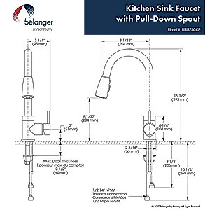 Plumb Pak URB78CCP Single Handle Pull Down Kitchen Faucet with Dual Spray Pattern and Pause Button, Polished Chrome
