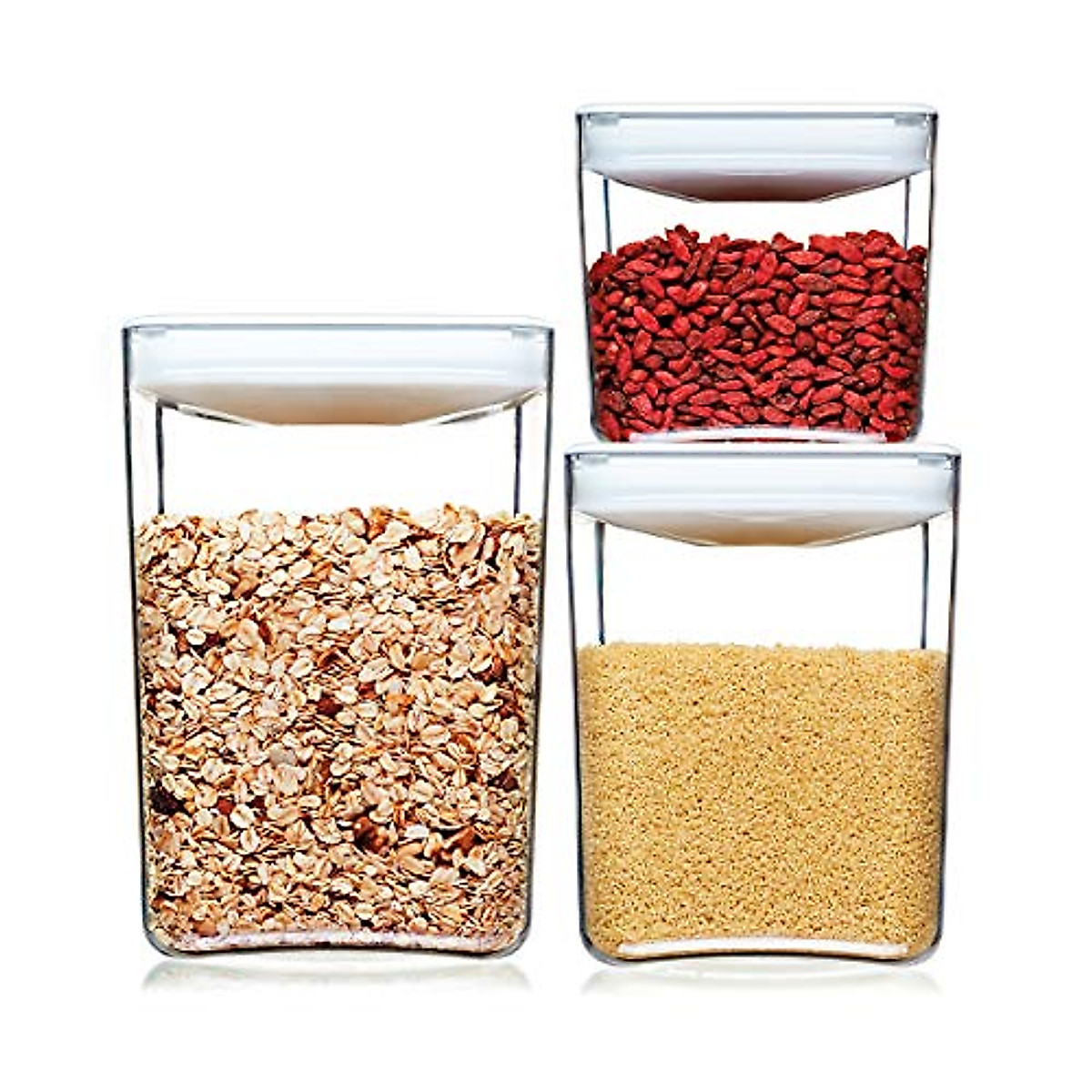 ClickClack Cube Storage Containers, Capacity: 1-1/2-qt, 3-qt and 4-1/2-qt, White, Set of 3