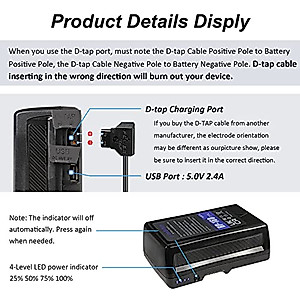 ZTHY V-Mount V-Lock Battery 154Wh 10400mAh with Upgrade D-tap 5A Output Charger Compatible with Sony Video Camera BMPCC 4k 6k Camcorder Broadcast LED Light BP-160 Battery Replacement Brick for DSLR