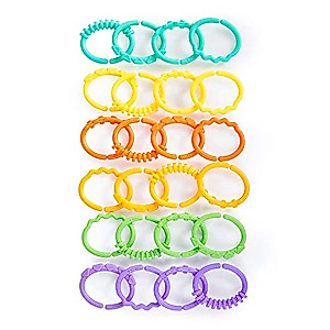 Bright Starts Lots of Links Rings - for Stroller or Carrier Seat - BPA-Free 24 Pcs, Ages 0 Months Plus