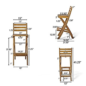 Christopher Knight Home Tundra Outdoor Foldable Wood Barstool Set, 2-Pcs Set, Natural