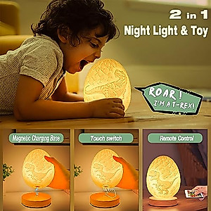 Olee Odee Dragon Egg Night Light for Kids Dinosaur Toys for Kids 3-5 5-7 8-12 for Kids Toddler Toys Bedroom Table Desk Lamp Chirstmas Birthday Boys Girls Gifts