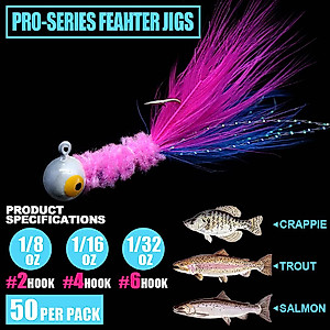 XFISHMAN-Crappie-Jigs-Marabou-Feather-Hair-Jigs-for-Crappie-Fishing-baits-and-lures kit Panfish Trout 1/8 1/16 1/32 oz