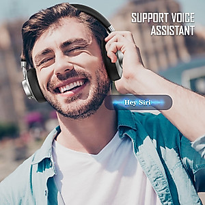 NUKied Bluetooth Headphones Over Ear, ANC Wireless Noise Cancelling Headphones with Built-in Microphone, 50H Playtime, HiFi Stereo Sound with 4 EQ Music Modes, Support Voice Assistant - Silver