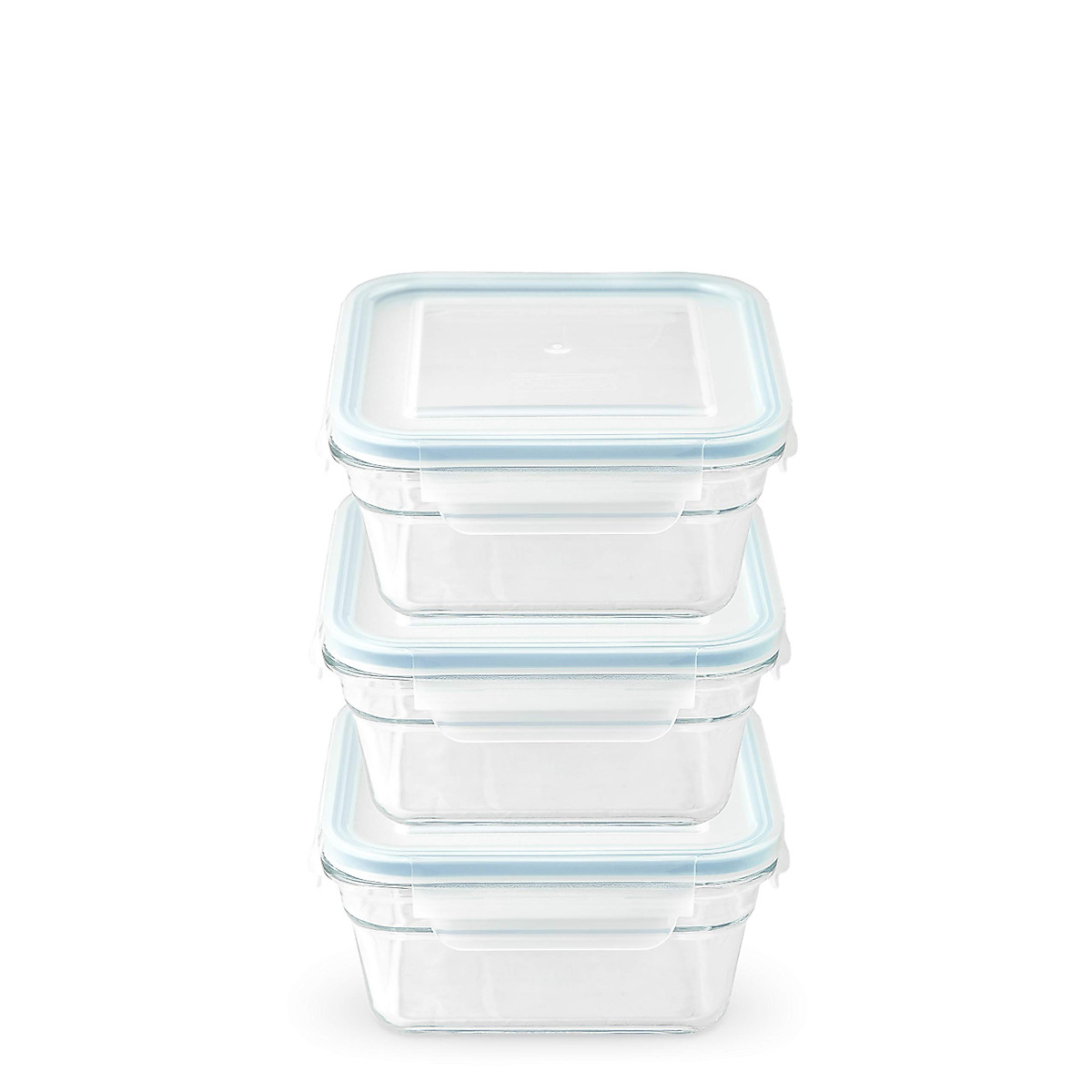 Snaplock Lid Tempered Glasslock Storage Square Container Airtight 3 Container Set Anti Spill Microwave & Oven Safe 1.5cups/355ml