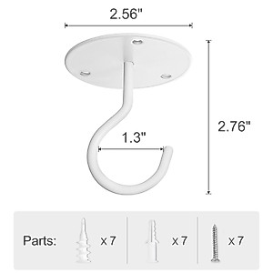 Mkono Ceiling Hooks for Hanging Plants, Metal Plant Hanger Bracket Wall Mount Hooks for Hanging Bird Feeders, Lanterns, Wind Chimes, Planters, Indoor&Outdoor Decoration Hooks (2-Pack) (White)