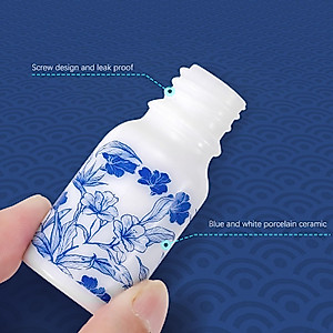 Newzoll 7Pcs 10ml (1/3oz) Dropper Vials Ceramic Perfume Bottles Empty Dropper Bottles Containers Jars for Essential Oils Cosmetic Liquid, Dropping Bottles with 2 Funnels