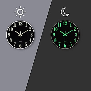 NESIFEE 12 Inch Glow in The Dark Wall Clock,Night Light Wall Clock,Silent Non-Ticking, Battery Operated Wall Clocks for for Living Room Kitchen Office Bedroom