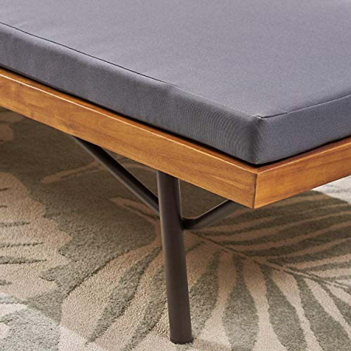 Christopher Knight Home Lilith Outdoor Chaise Lounge, Teak Finish + Rustic Metal + Dark Gray