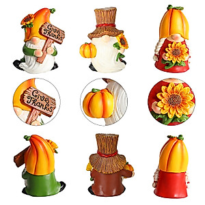 MorTime Set of 3 Thanksgiving Gnomes Table Decorations, Resin Pumpkin Gnome Centerpieces Figurines for Desk Shelf Fireplace Fall Autumn Thanksgiving Harvest Day Decor