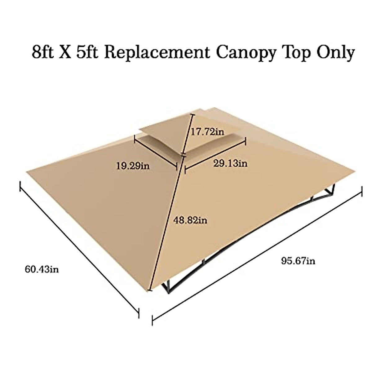 Nitocoby Grill Gazebo Shelter Replacement Canopy 5x8 Double Tiered BBQ Cover Roof ONLY FIT for Gazebo Model L-GG001PST-F (Khaki)