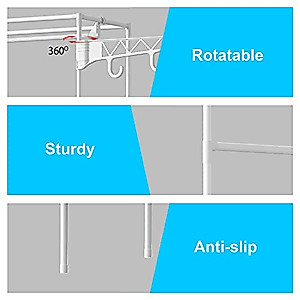 KOCASO Garment Shoes Rack Simple Closet Metal Shelf Clothing Organizer with 4 Hooks and Lower Storage Space, White