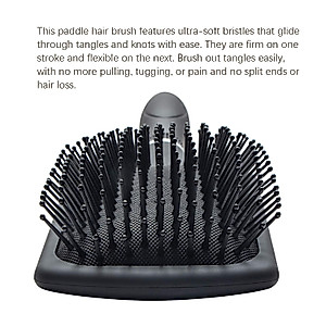 FIXBODY Paddle Brush with A Large Cushion, Smoothing Detangling Brush for Long Thick Hair, Both Wet & Dry - Black Mate