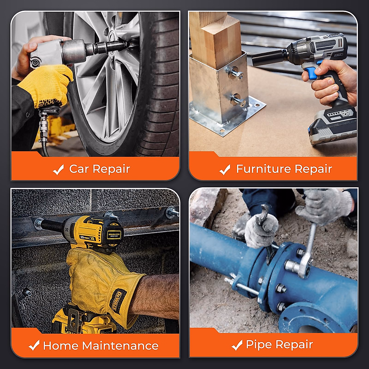 Topme Lug Nut Removal Tool, 6 Pieces Lug Nut Extractor Set 1/2 Inch Drive, Locking Lug Nut Removal Tool for Damaged, Frozen, Studs, Rusted, Rounded-Off Bolts & Nuts Screws