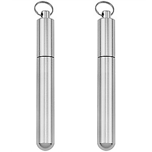 Haidong Portable Toothpick Holder,Portable Toothpick Box, Metal Toothpick Portable Toothpick Box, Pocket with Keychain Toothpick Container Suitable for Outdoor Camping Travel Picnic (2pcs)