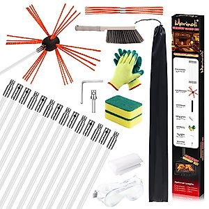 Morinoli 46 Feet Chimney Sweep Kit, Chrome Button Locking System, Chimney Cleaning Kit, Chimney Brush, Chimney Cleaning Tool, Chimney Cleaning System with 14 Flexible Chimney Rods