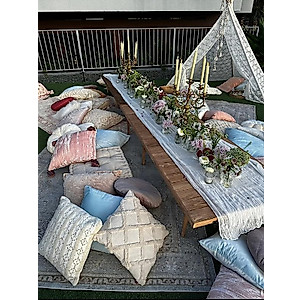 Kids party table,Wood table (30"W x 90"L x13"H) boho table, wooden table, low foldable table,low table, boho picnic table,large garden table (Natural Wood) FOR 13 PERSON